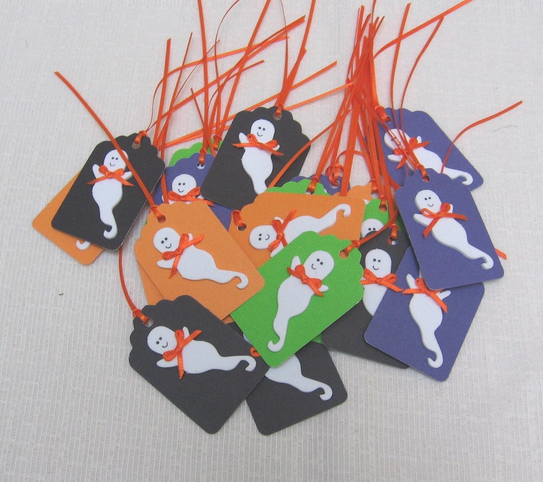 Halloween Ghost Gift Tags, Large Lot of 20, Classroom Treat Sack Goodie ...