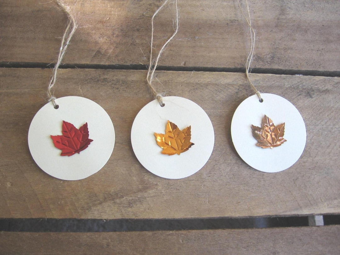 Metallic Fall Leaf Gift Tags: Thanksgiving Hostess Set of 6 ...