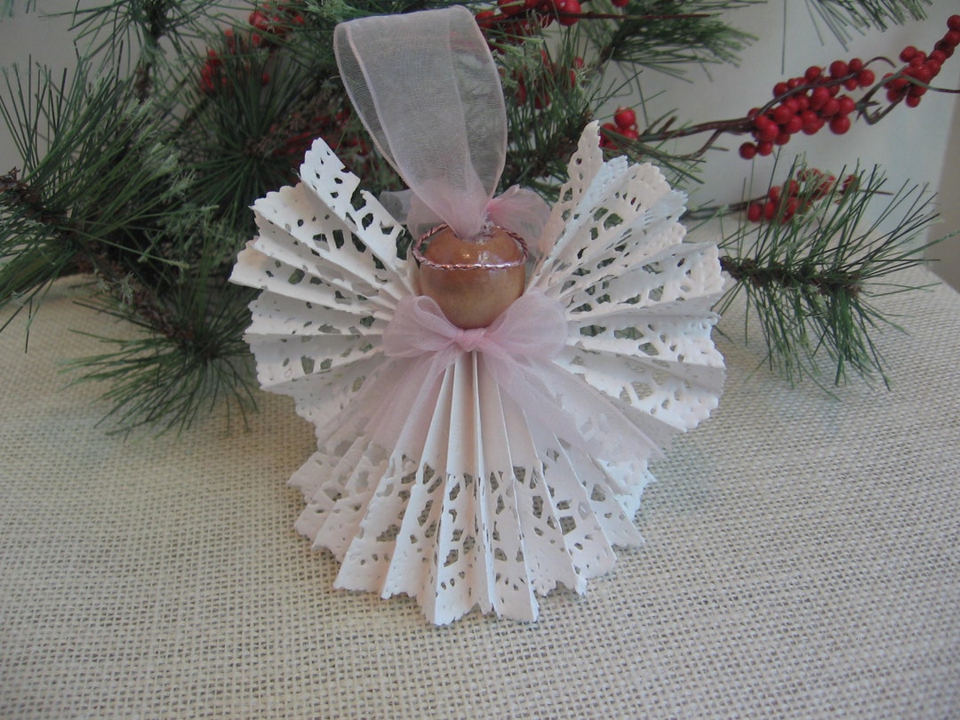 White Angel Christmas Tree Ornament, Hand Folded Paper Angel, Tree ...