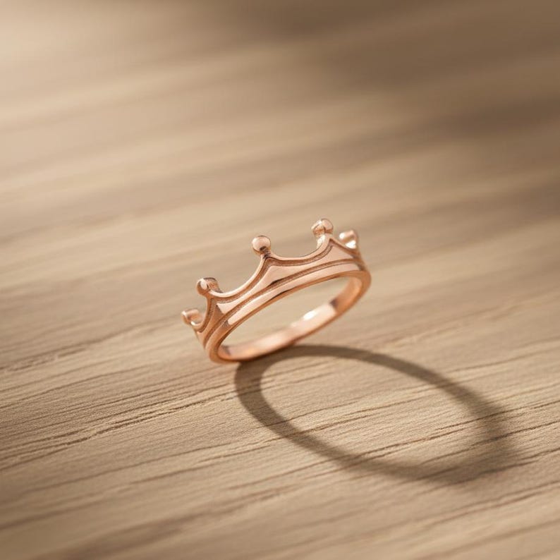 Minimalist Crown Ring , 925 Sterling Silver Band , Stackable Tinny ...