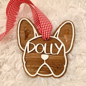 French Bulldog Ornament Personalized, Frenchie Hanging Wooden Stocking ...