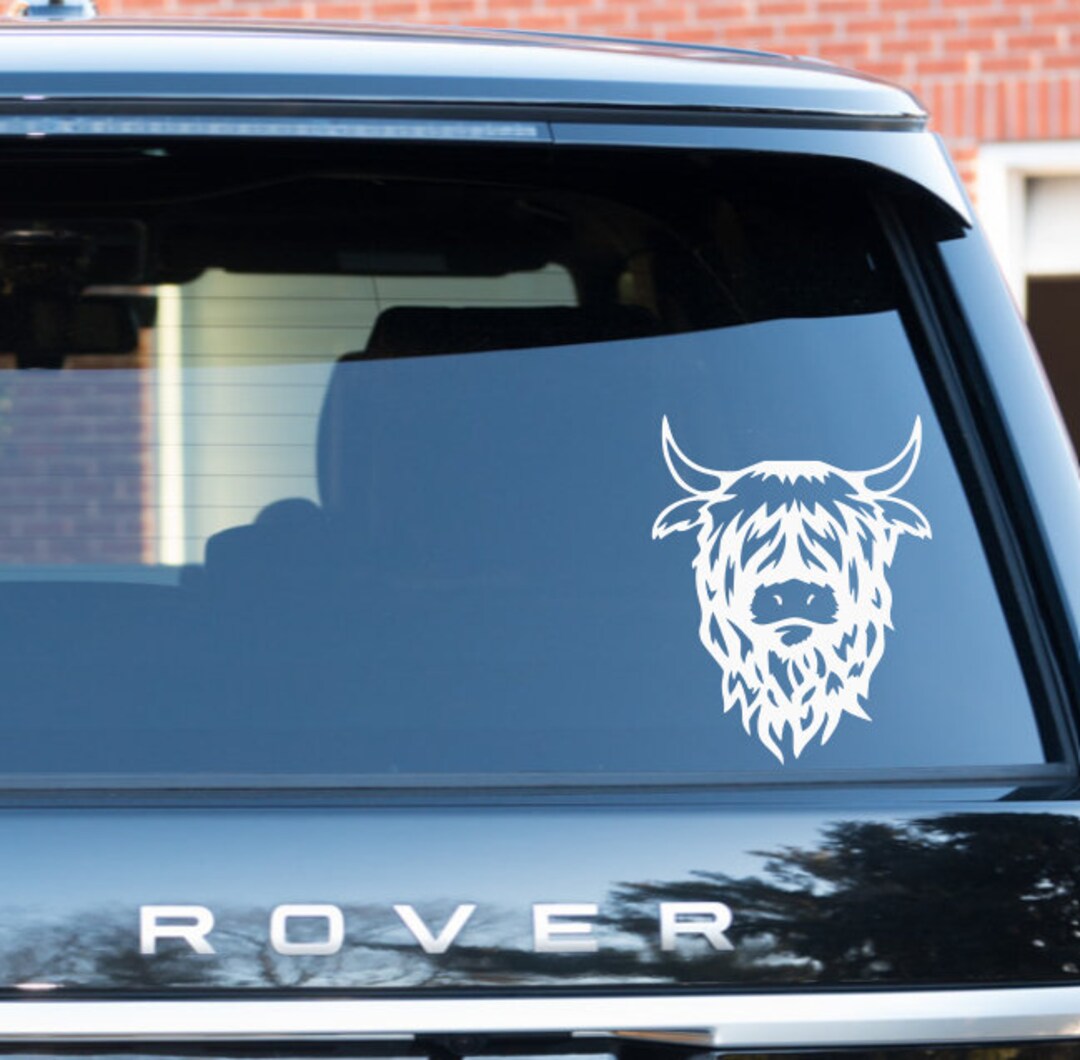 Highland Cow Vinyl Decal, Cute Western Car Decoration, Automotive ...