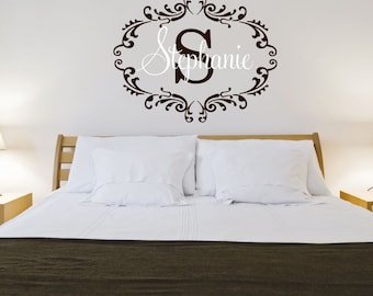 Rope Border Vine Monogram Vinyl Wall Decal Interlocking - Etsy