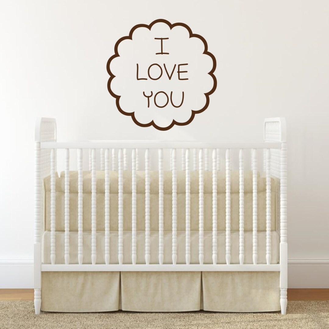 I Love You Wall Decal, Scalloped Border Vinyl Lettering, Baby Nursery ...