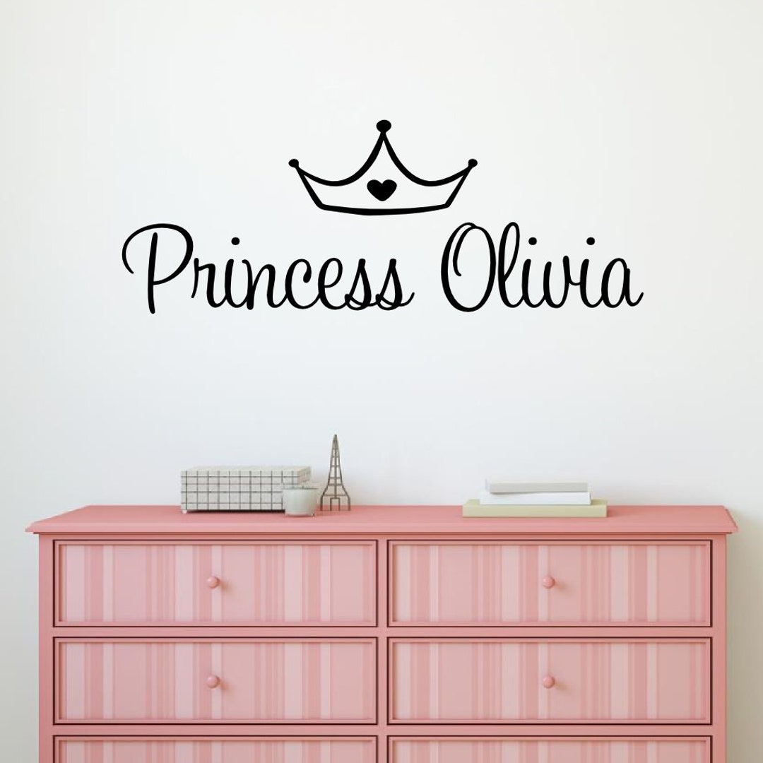 Personalized Princess Name Decal, Custom Crown Name Princess Decor ...