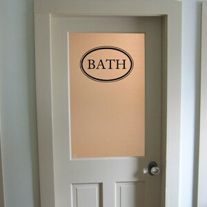 Bath Door Decal Oval Border, Bathroom Sticker for Glass, Bath Sign ...