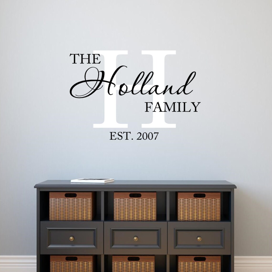 Family Name Established Date Wall Decal, Surname Vinyl Lettering ...