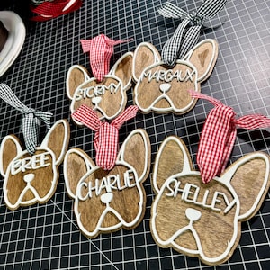 French Bulldog Ornament Personalized, Frenchie Hanging Wooden Stocking ...