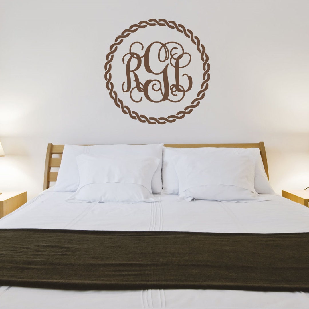 Rope Border Vine Monogram, Vinyl Wall Decal Interlocking Letters ...