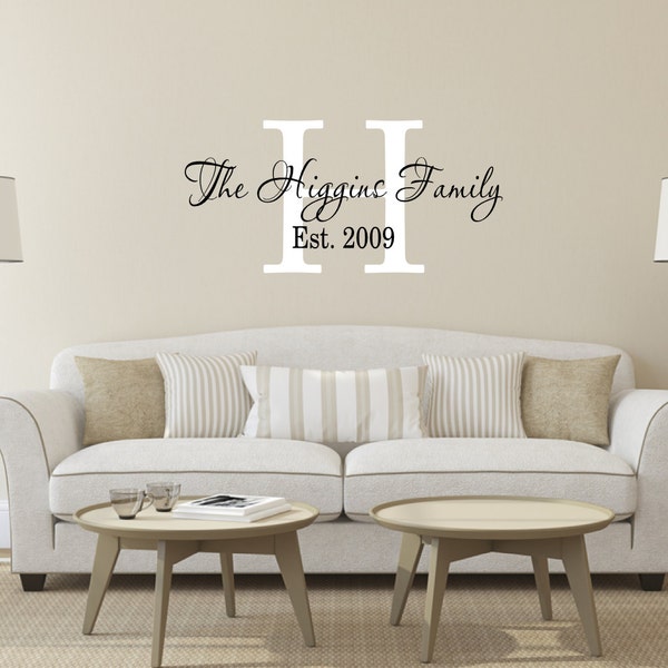 Family Monogram Wall Decal - Etsy