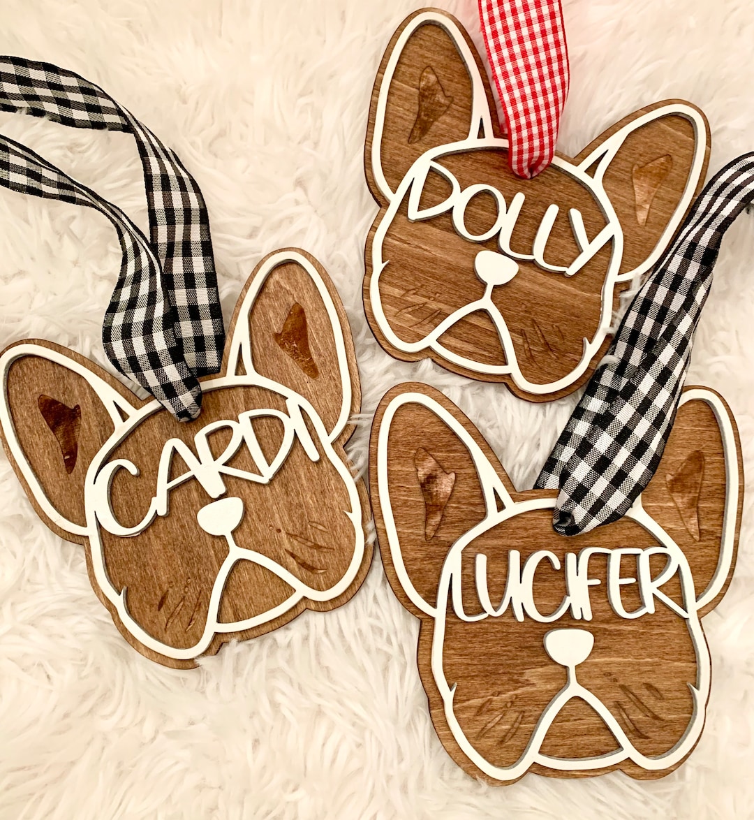 French Bulldog Ornament Personalized, Frenchie Hanging Wooden Stocking ...