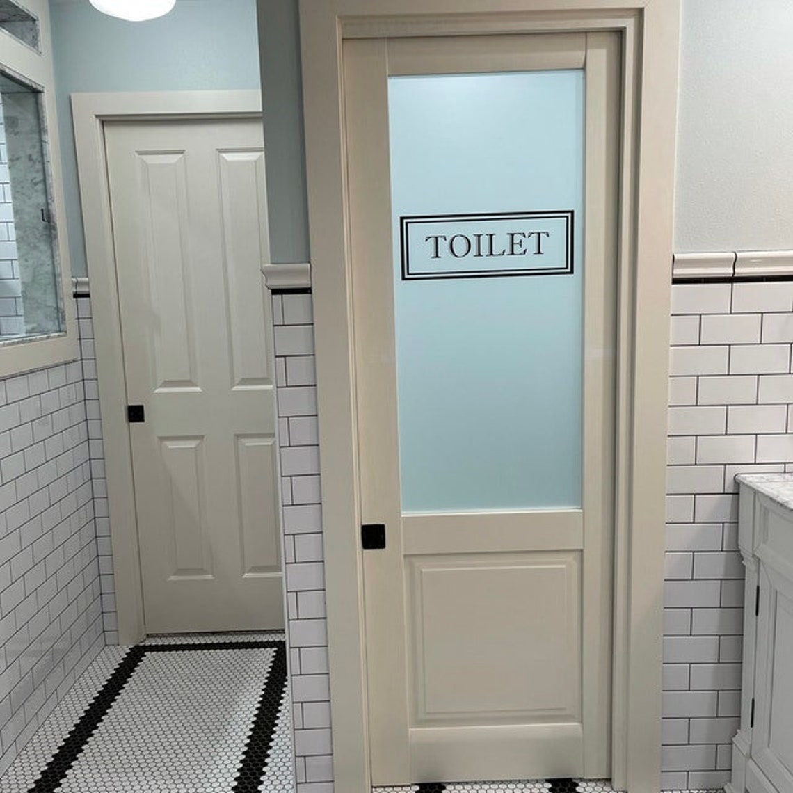 Toilet Door Decal for Glass Vinyl Lettering Toilet Sign | Etsy