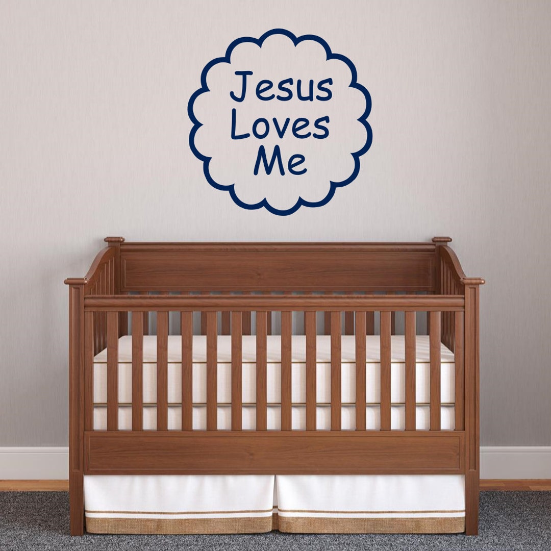 Jesus Loves Me Wall Decal, Religious Spiritual Kids Room Wall Decor ...