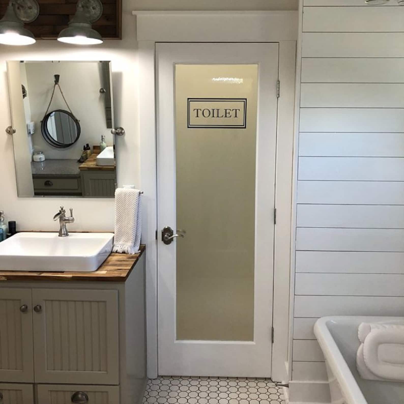 Toilet Door Decal for Glass Vinyl Lettering Toilet Sign | Etsy