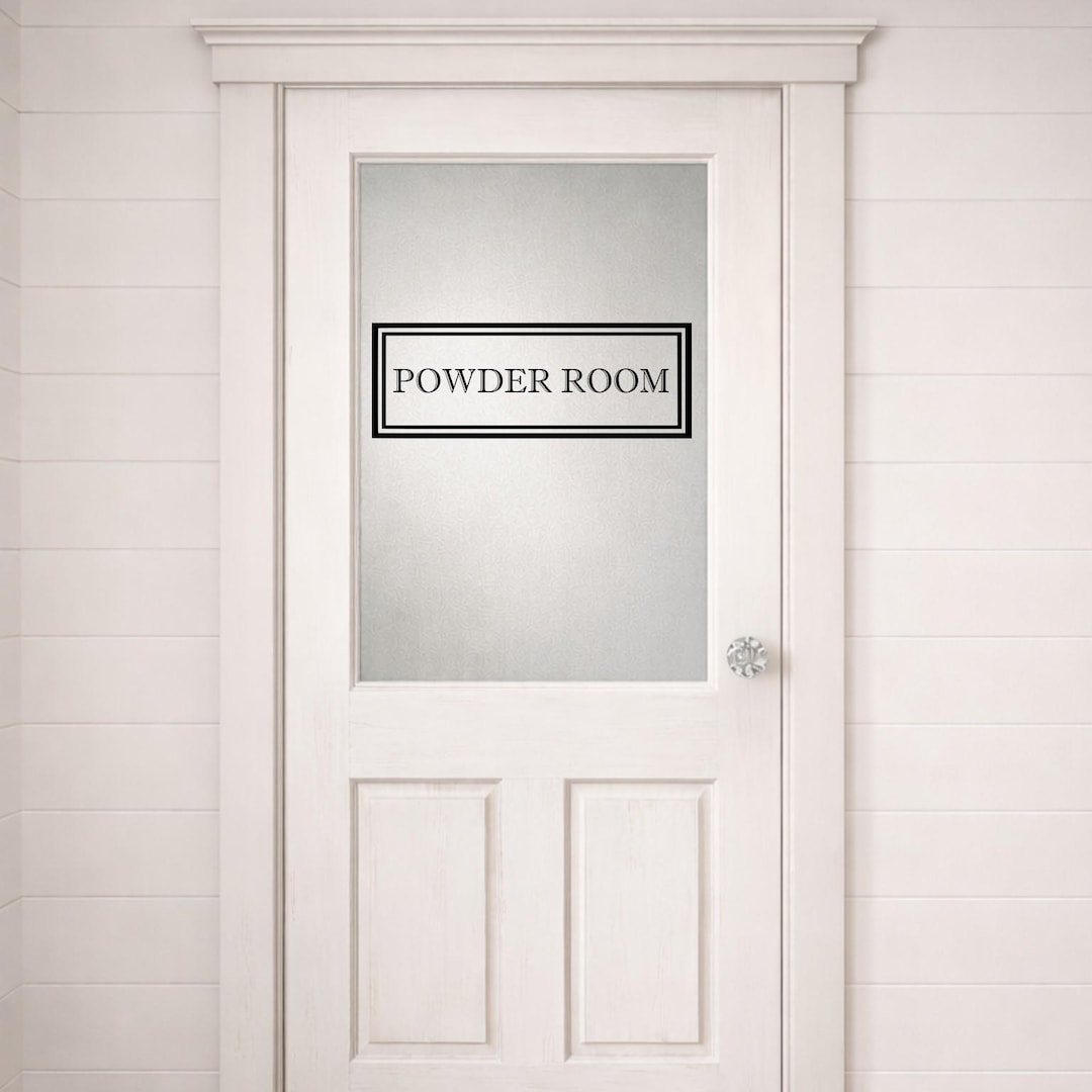 Powder Room Door Decal, Bathroom Door Sign, Glass Door Vinyl Decal ...