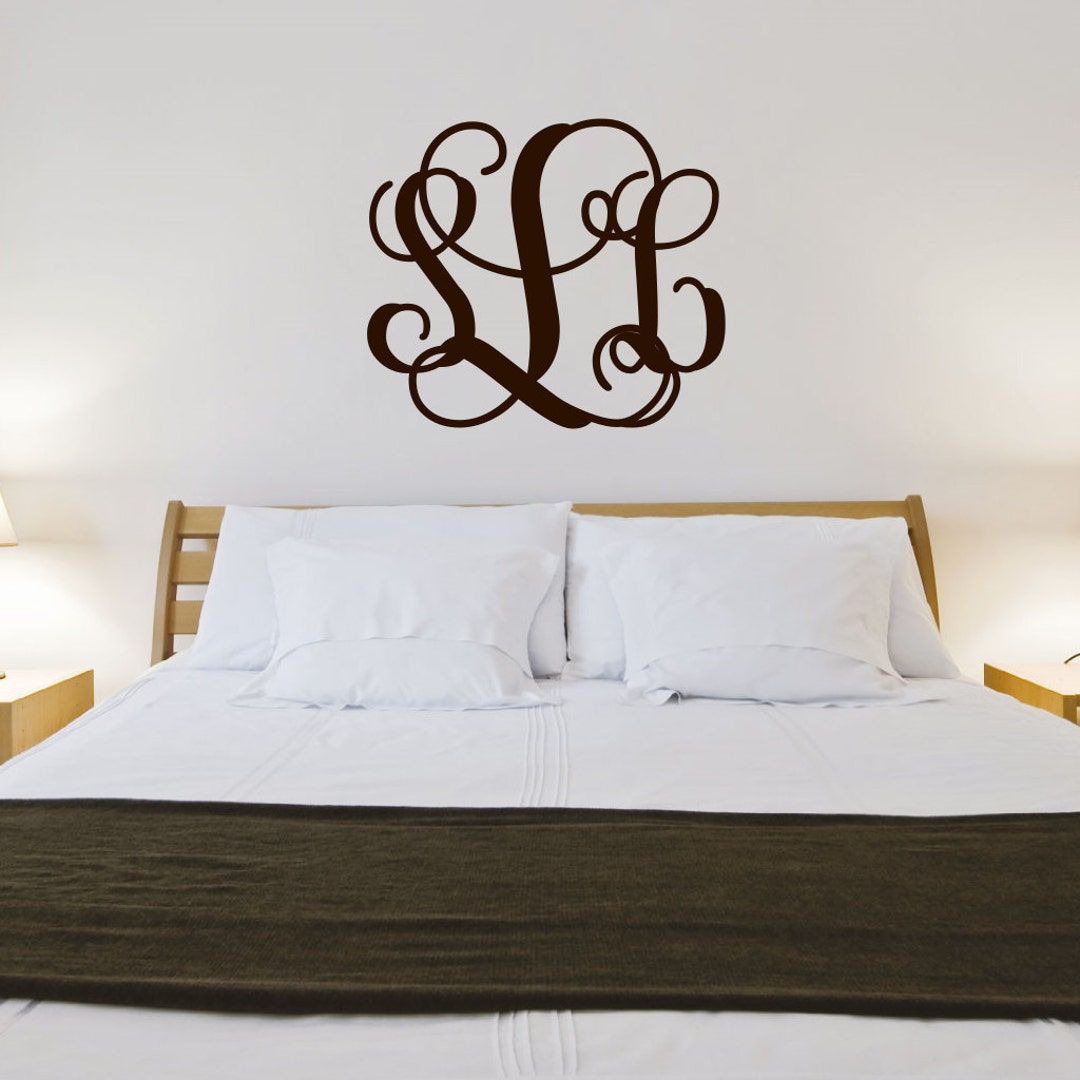 Fancy Wall Monogram, Three Interlocking Initials Personalized, Custom ...