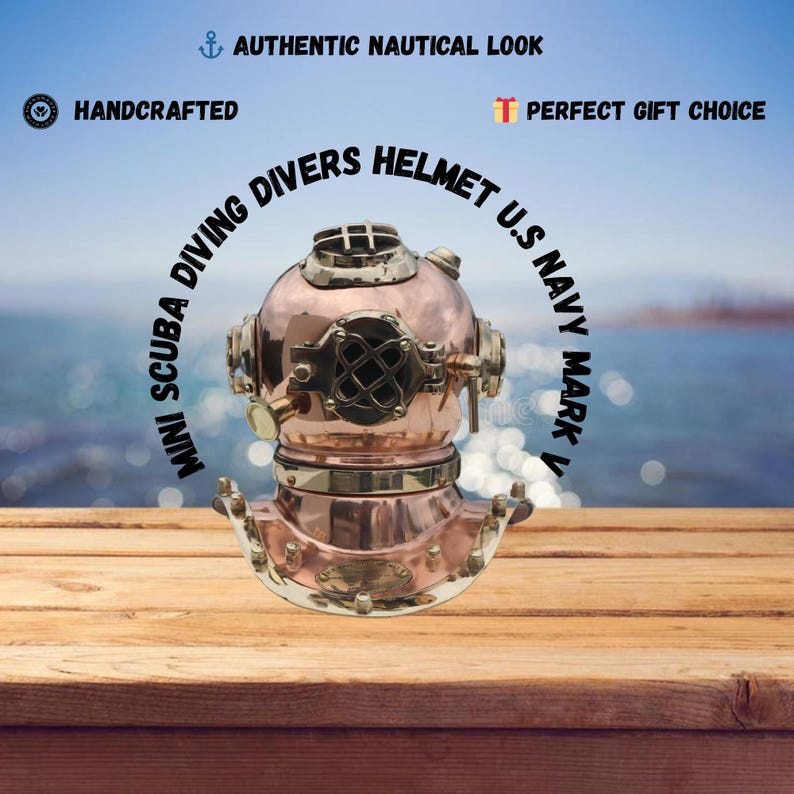 Miniature U.S. Navy Mark V Diving Helmet - Brass & Steel Nautical Decor ...