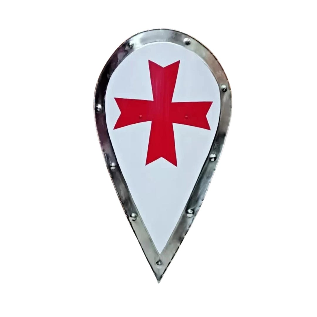 Medieval Templar Teardrop Shield 28” | Red Cross Knight Crusader Steel ...