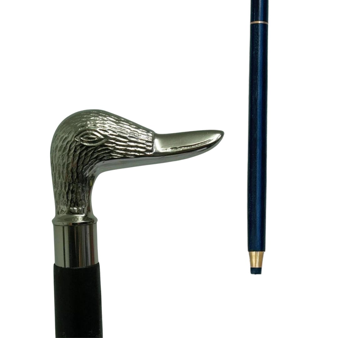 Duck Head Silver Handle Walking Cane – Handmade Brass & Wood, Gentleman ...