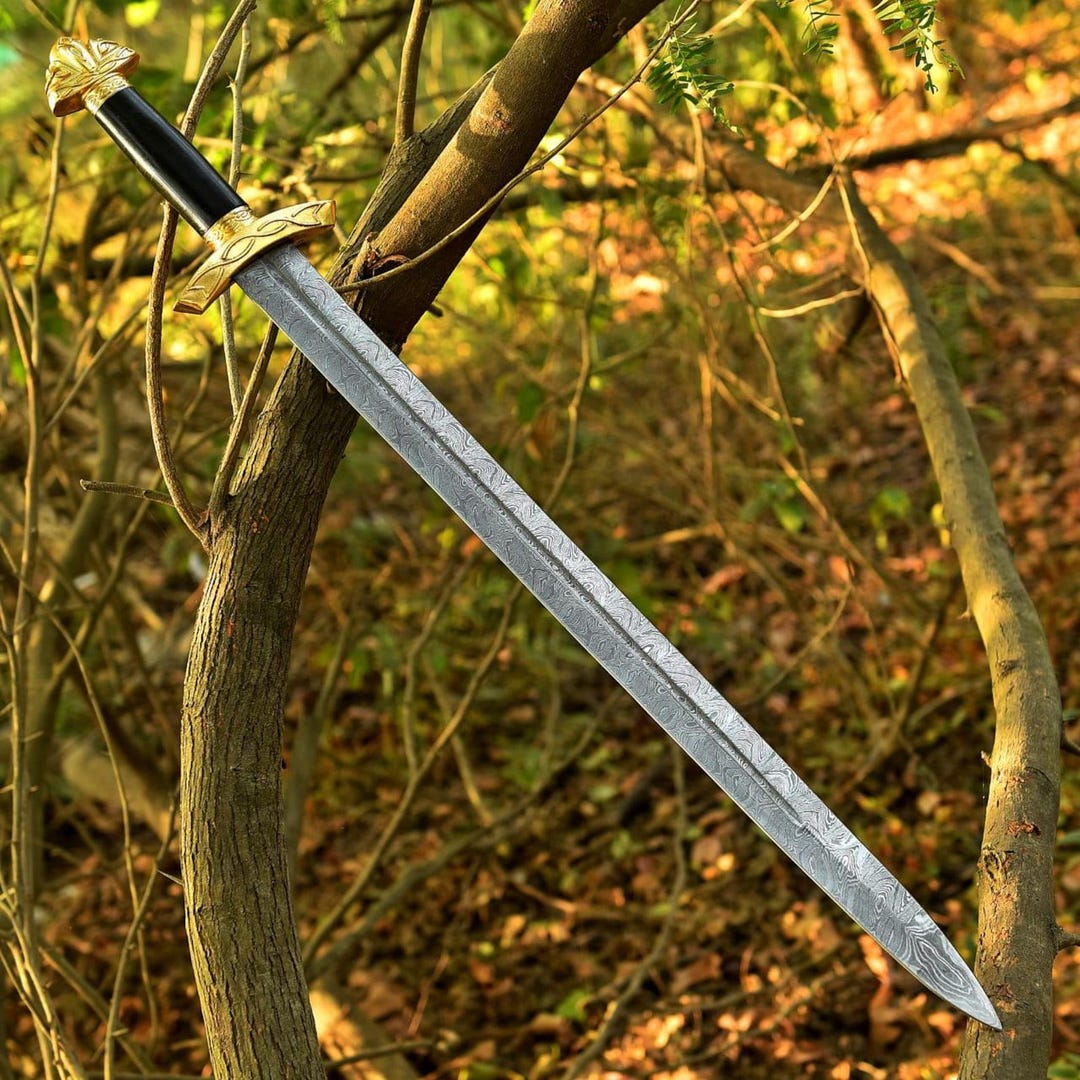 Hand-forged Damascus Steel Viking Sword | Nordic Northmen Medieval ...