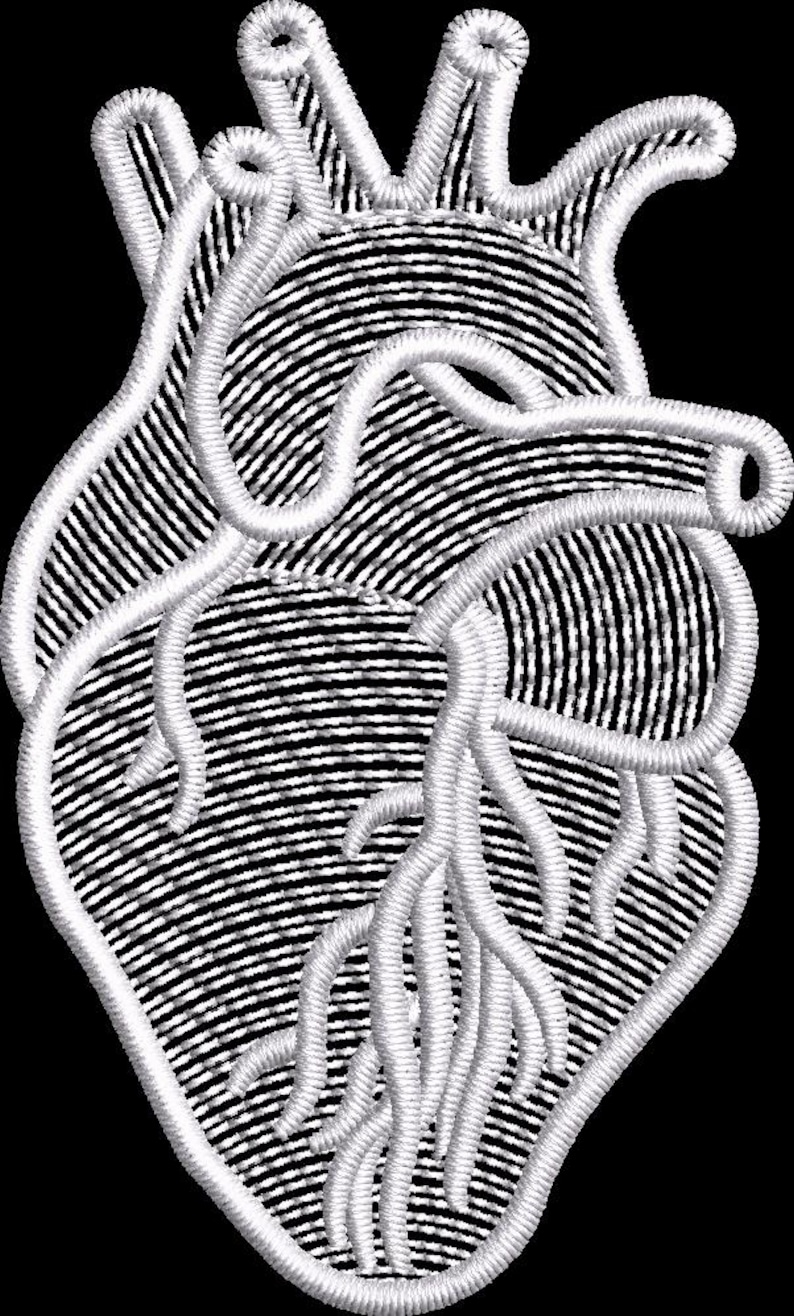 Anatomical Heart Embroidery Design, Trendy Machine Embroidery Pattern ...