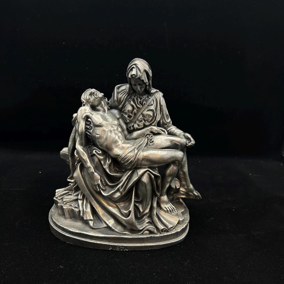 Silver-coated Metal Sculpture Depicting Michelangelo's Famous "pietà ...