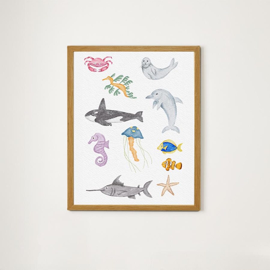 Art Print "sea Creatures" – Digital Watercolor Illustration | Sea ...