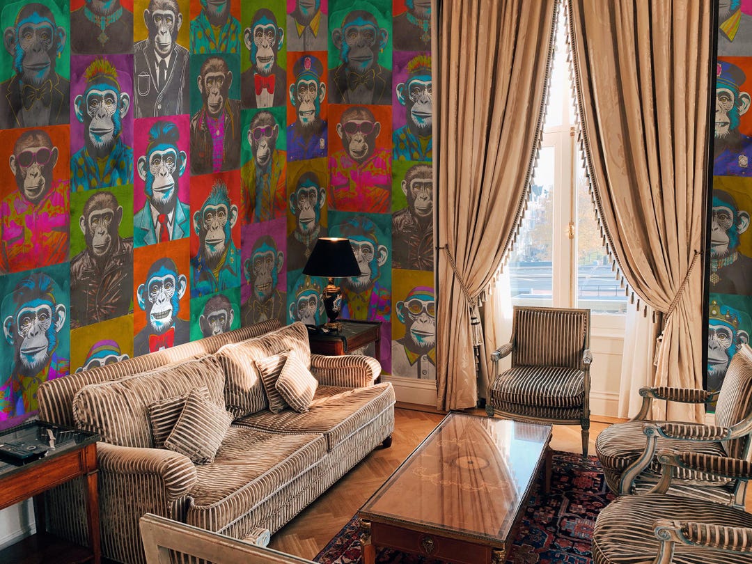 Colorful Pop Art Monkey Wallpaper, Graffiti Rizz Ape Chimpanzee Quirky ...