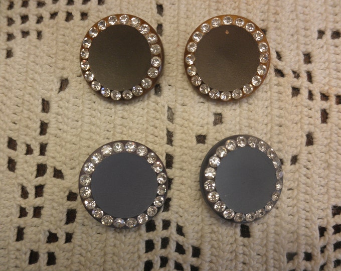 4 Vintage Rhinestone Buttons - Etsy
