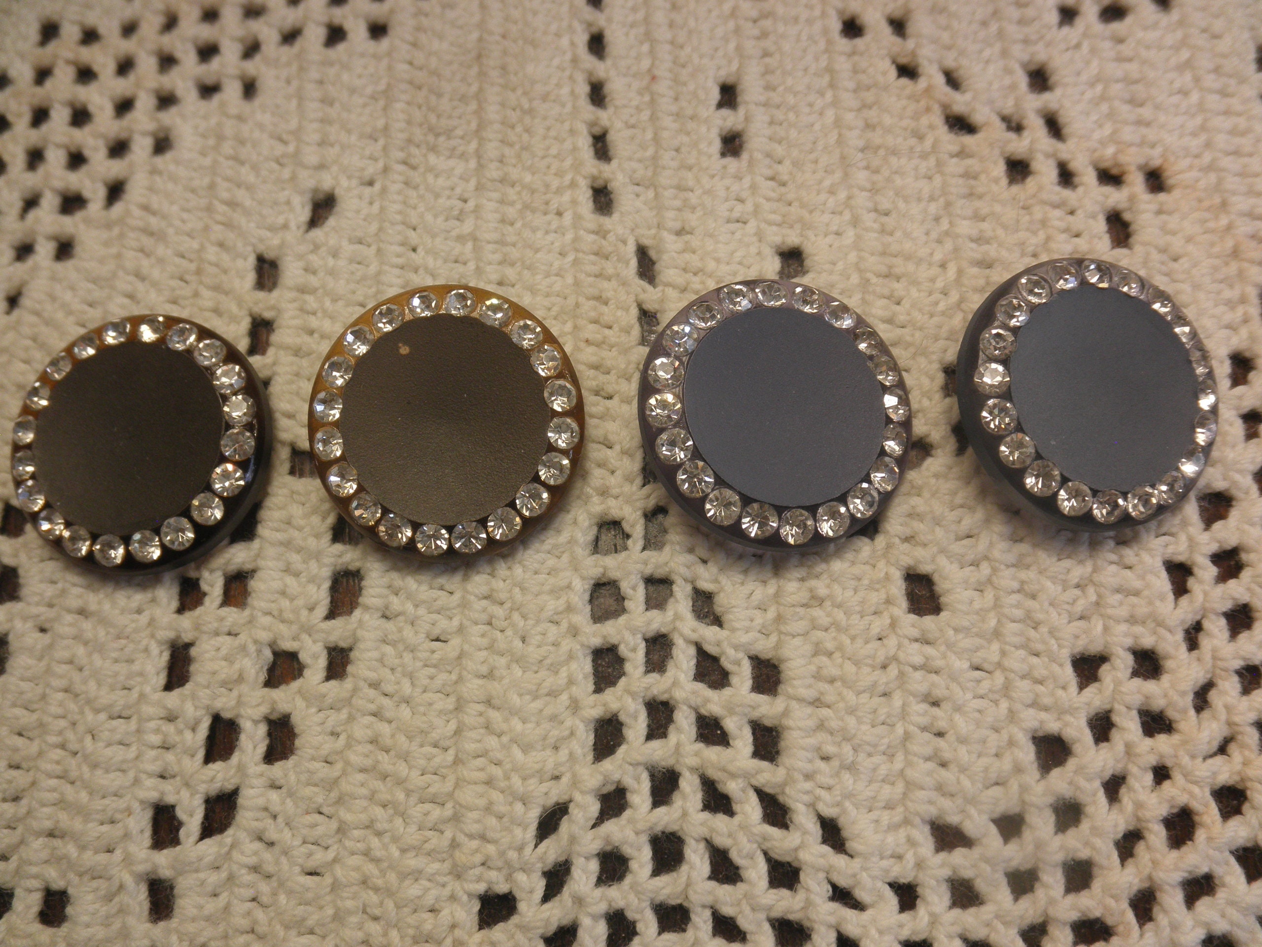 4 Vintage Rhinestone Buttons - Etsy