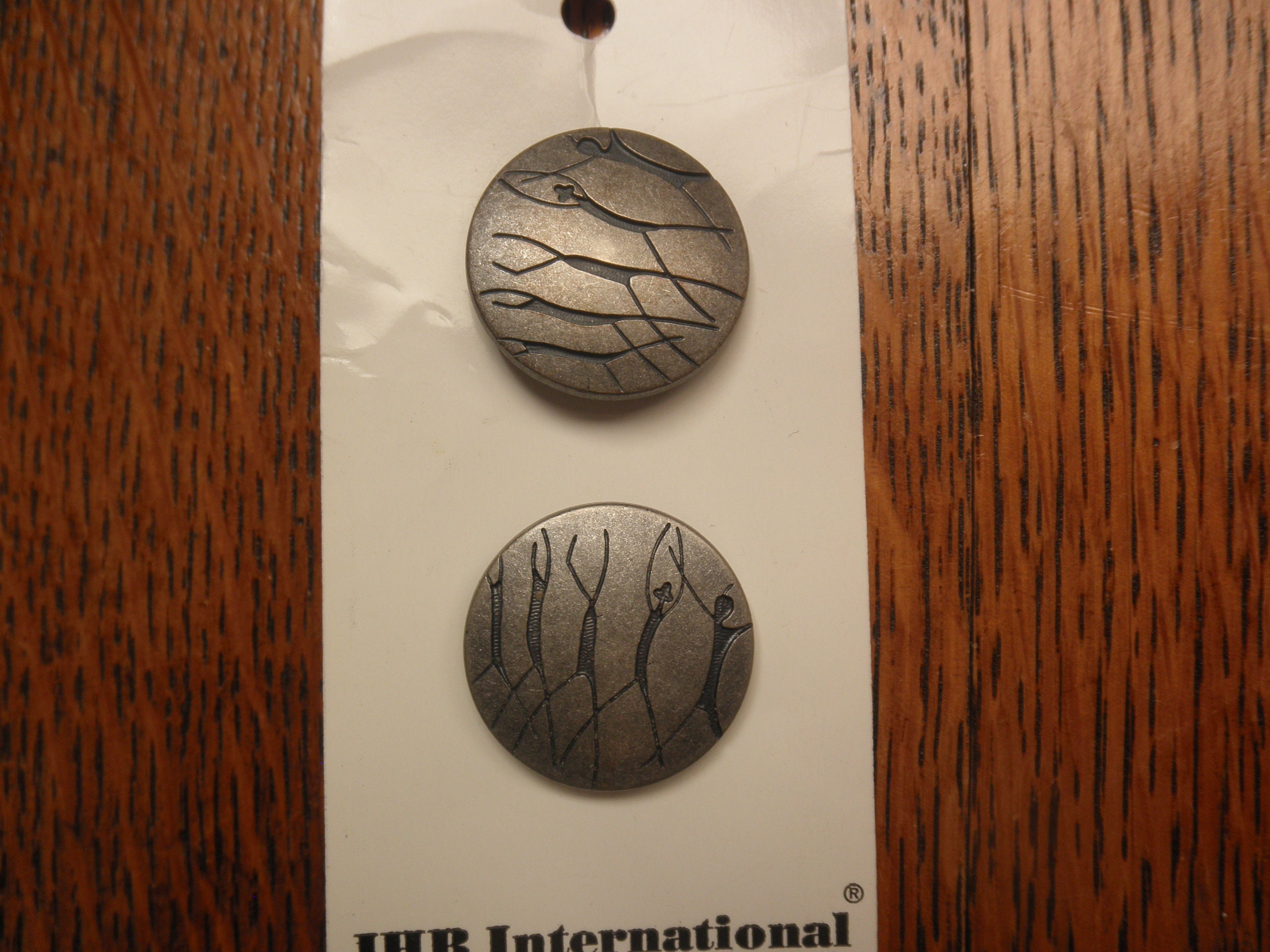 Artsy and Unique Silver-colored Buttons on Card, Made in Germany, 7/8 ...