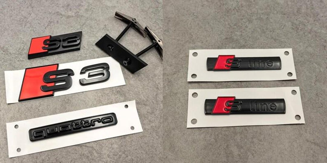 Set of 5pcs Black and Red S3 Rear Emblem and S3 Grille Emblem and 2x S ...