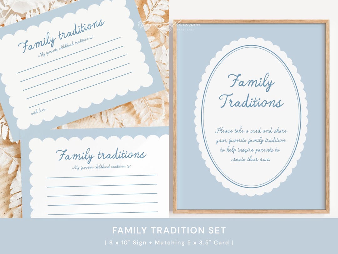 Family Tradition Sign and Card Set Baby Shower Template, Watercolor ...