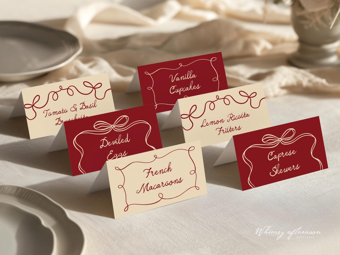 Burgundy Baby Shower Food Labels Template, Whimsical Vintage ...