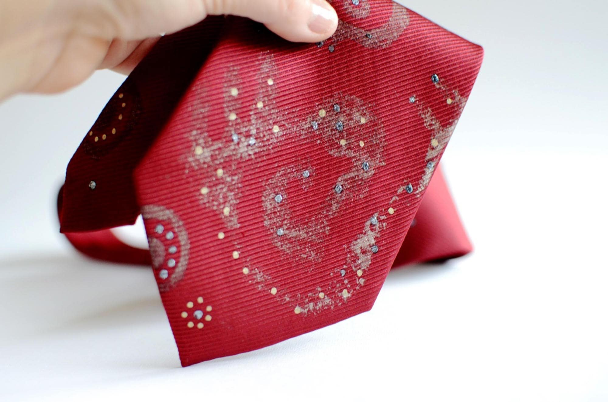 Men Necktie Red, Hand Painted Neck Tie Red, Gift for Men, Butterfly ...