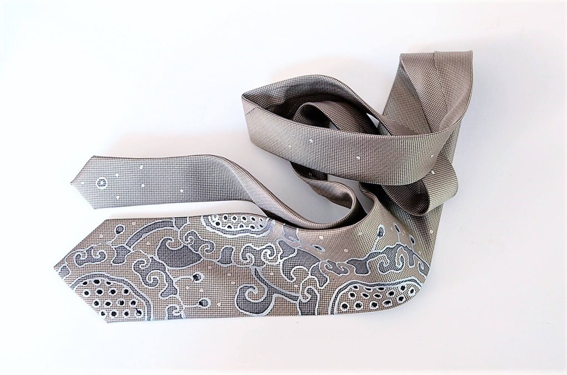 Extravagant beige necktie for men floral neck tie for men | Etsy