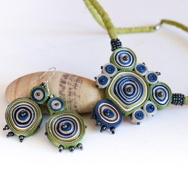 Textile Necklace - Etsy