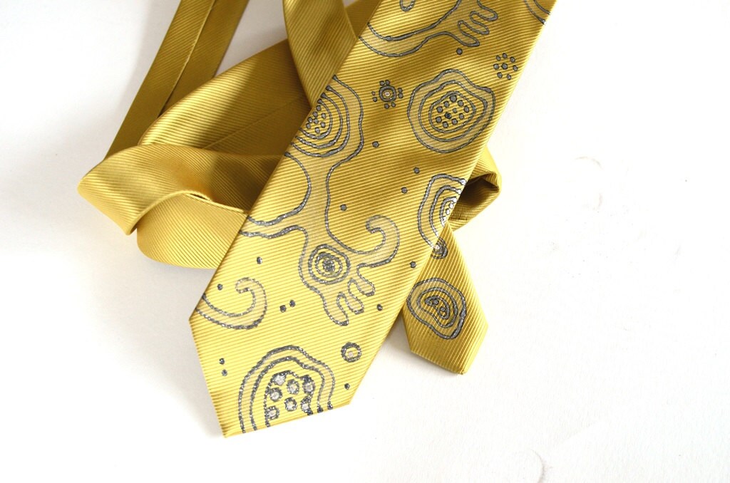 Men's Necktie Yellow, Hand Painted Neck Tie, Personalized Gift for Man ...