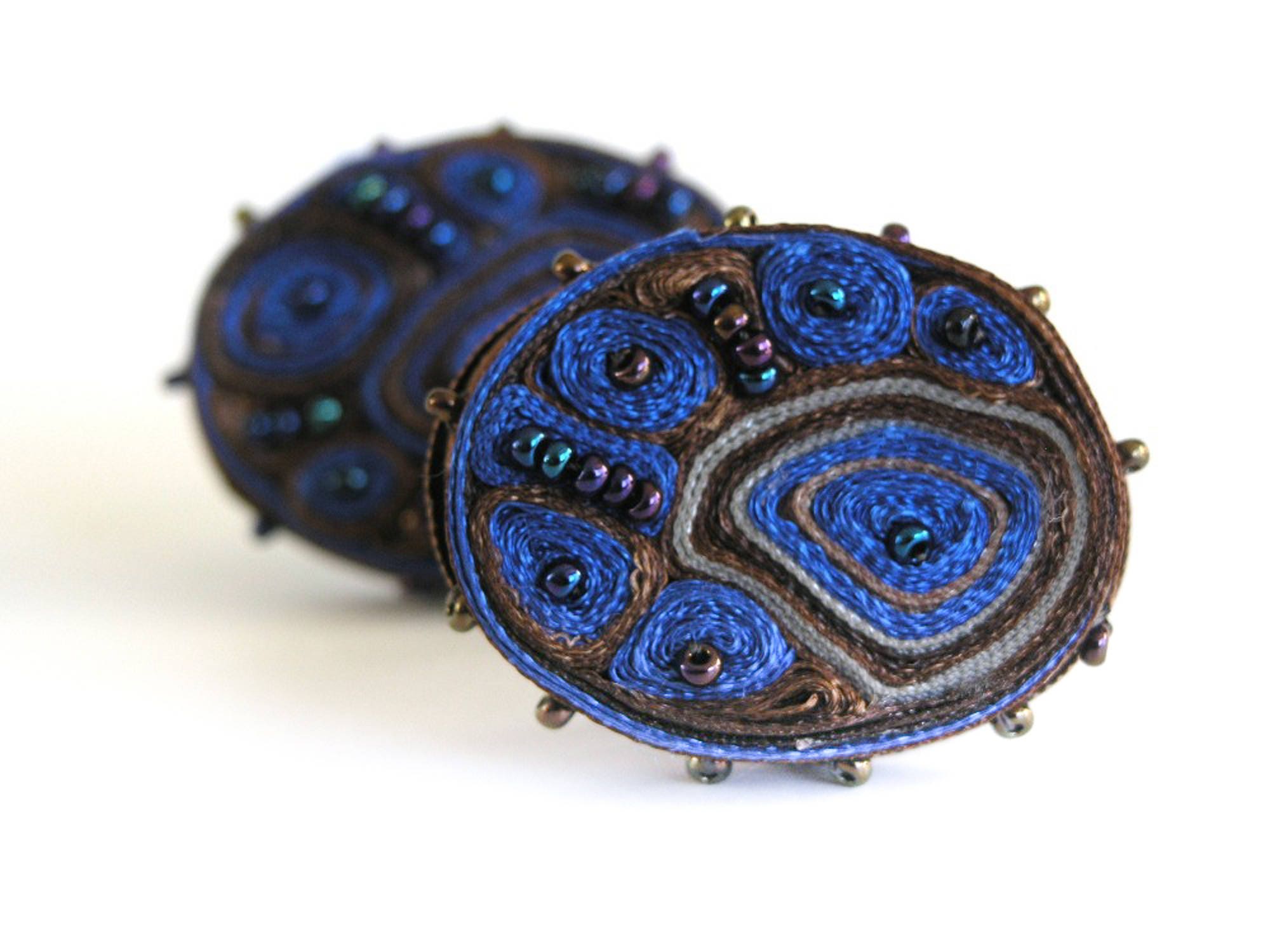 Statement Rings Blue, Textile Jewelry, Fabric Ring Adjustable, Blue ...