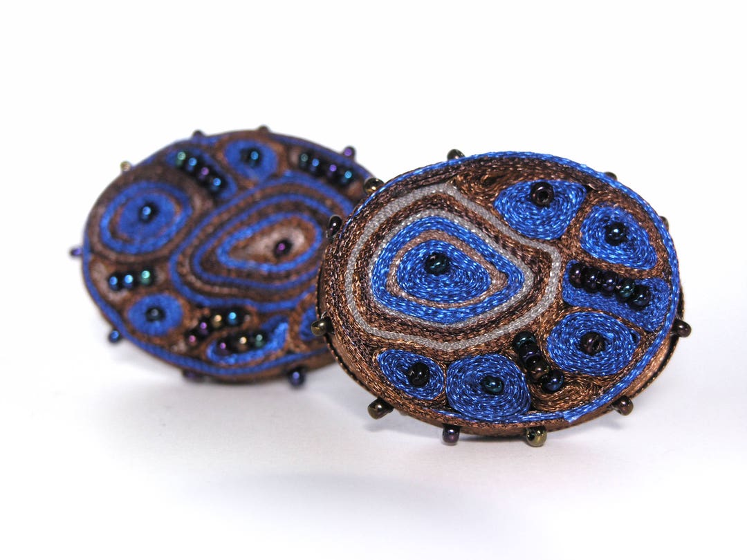 Statement Rings Blue, Textile Jewelry, Fabric Ring Adjustable, Blue ...