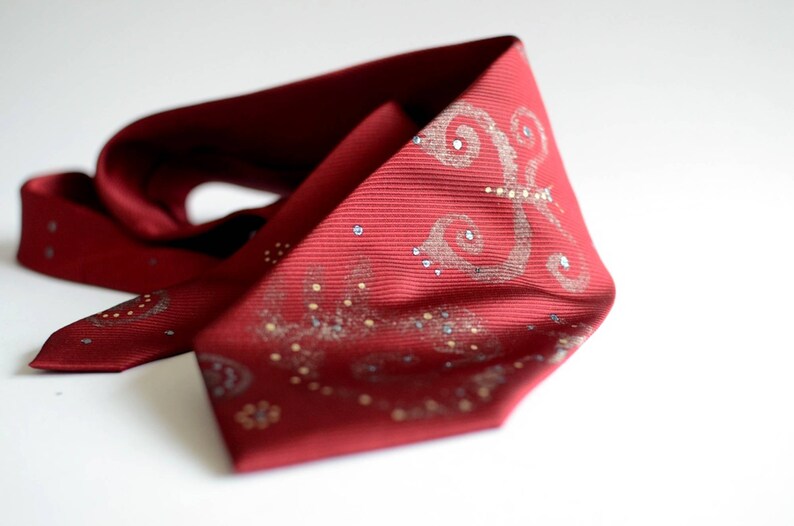 Men Necktie Red, Hand Painted Neck Tie Red, Gift for Men, Butterfly ...