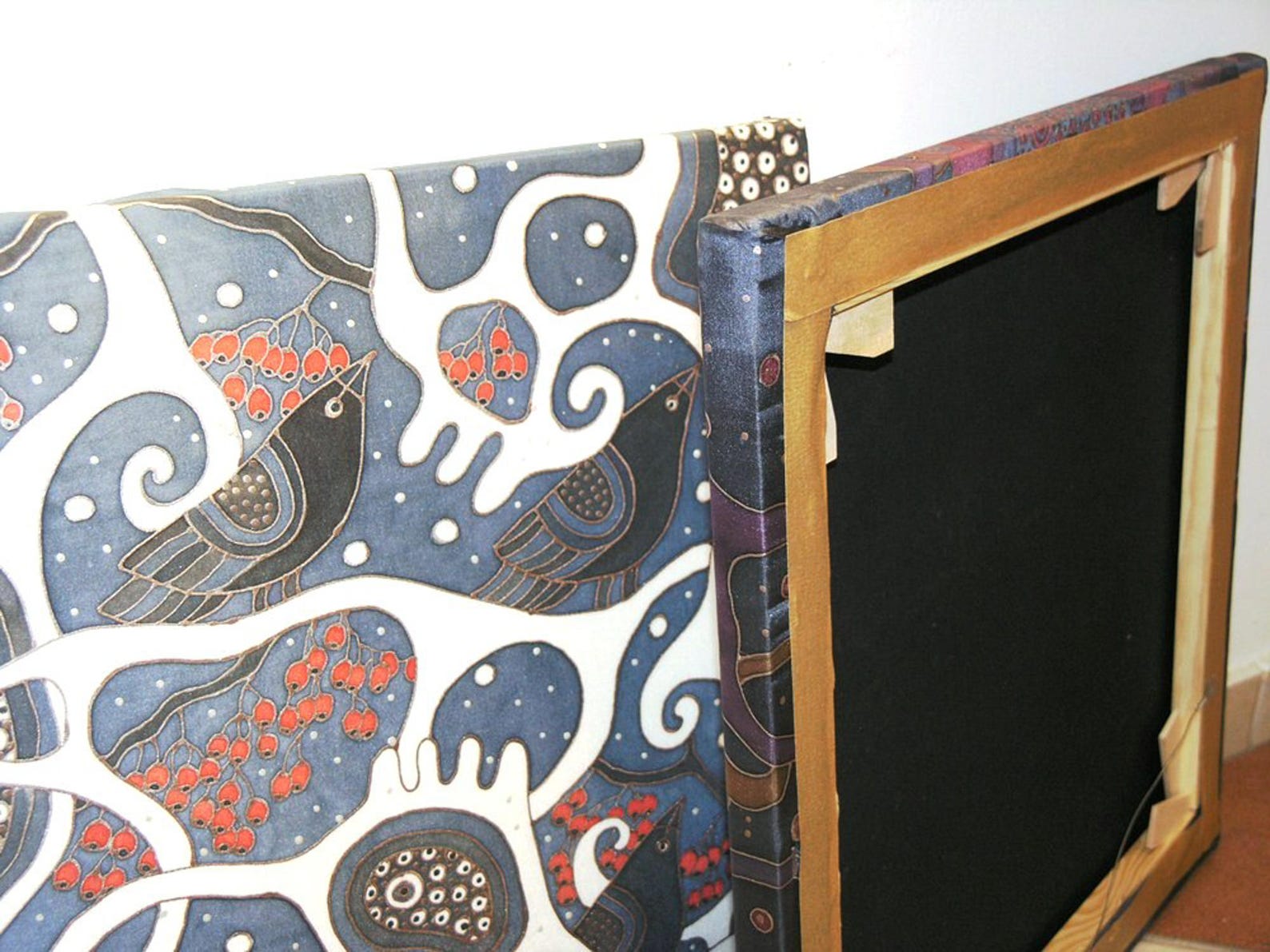 Blue Cat Painting for Home Decor, Gift for Cat Lover, Wall Hanging Navy ...
