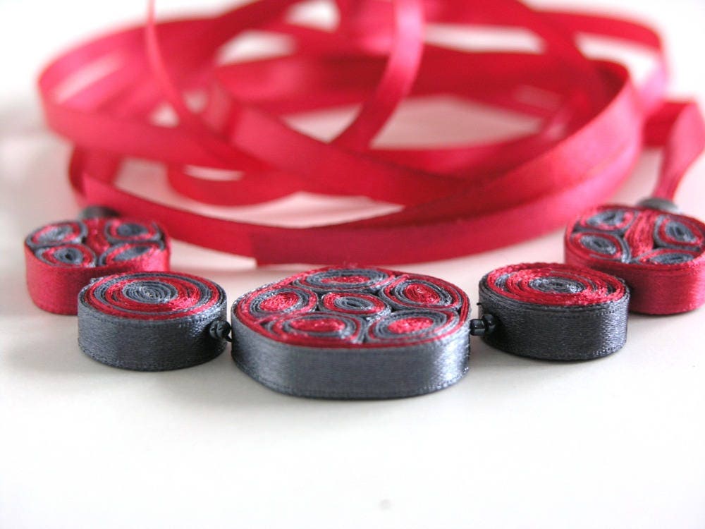 Personalized Gift for Woman Textile Necklace Red Fiber - Etsy