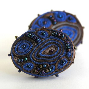 Statement Rings Blue, Textile Jewelry, Fabric Ring Adjustable, Blue ...