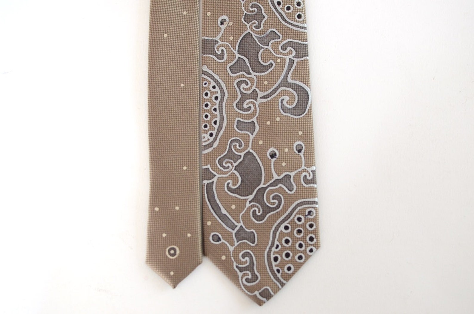 Extravagant Beige Necktie for Men, Floral Neck Tie for Men, Gift for ...