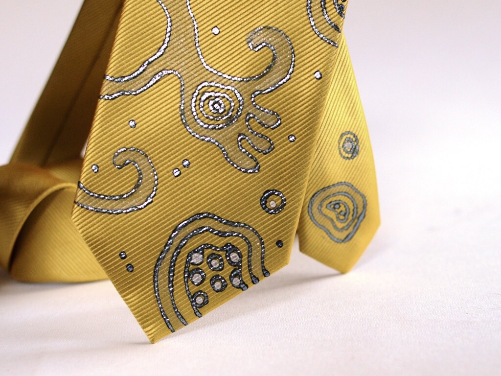 Men's Necktie Yellow, Hand Painted Neck Tie, Personalized Gift for Man ...