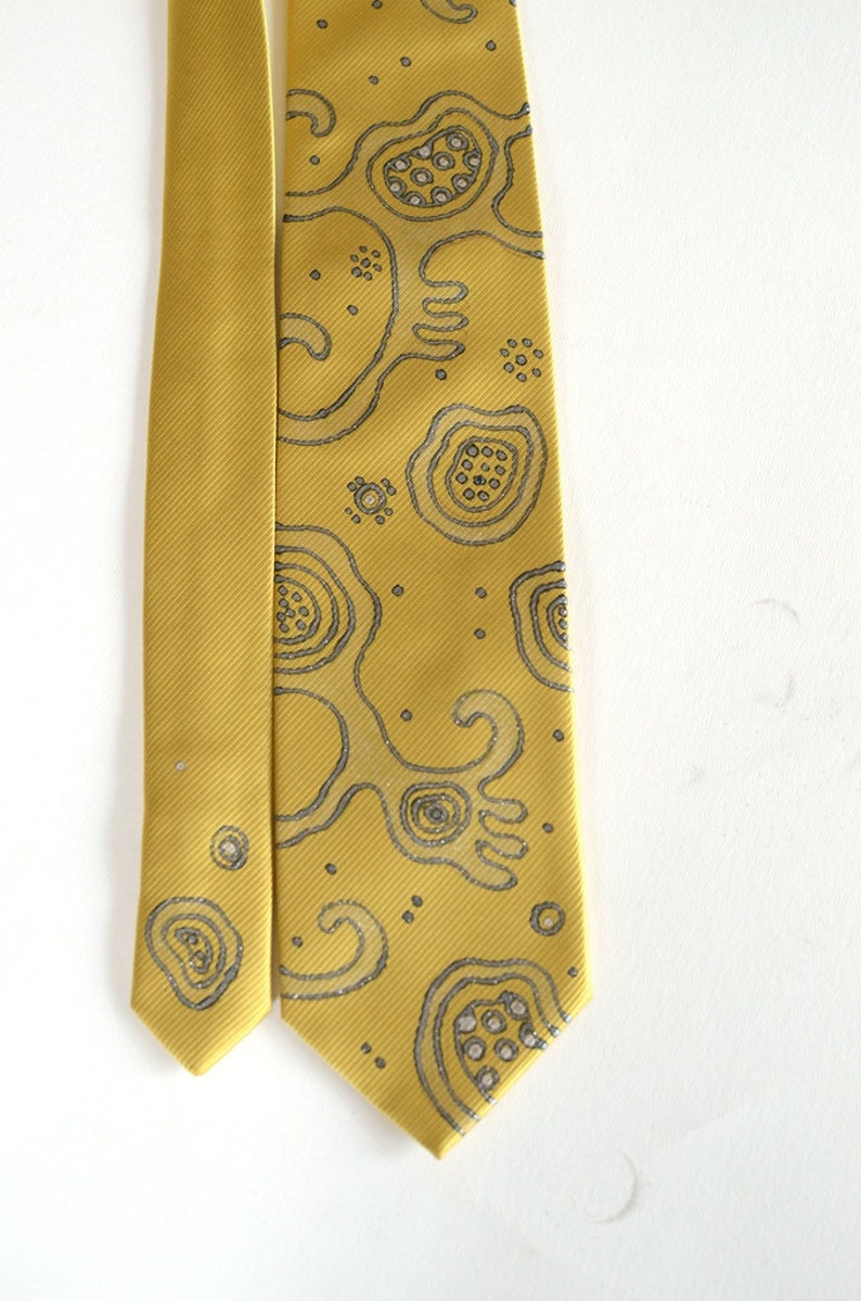 Men's Necktie Yellow, Hand Painted Neck Tie, Personalized Gift for Man ...
