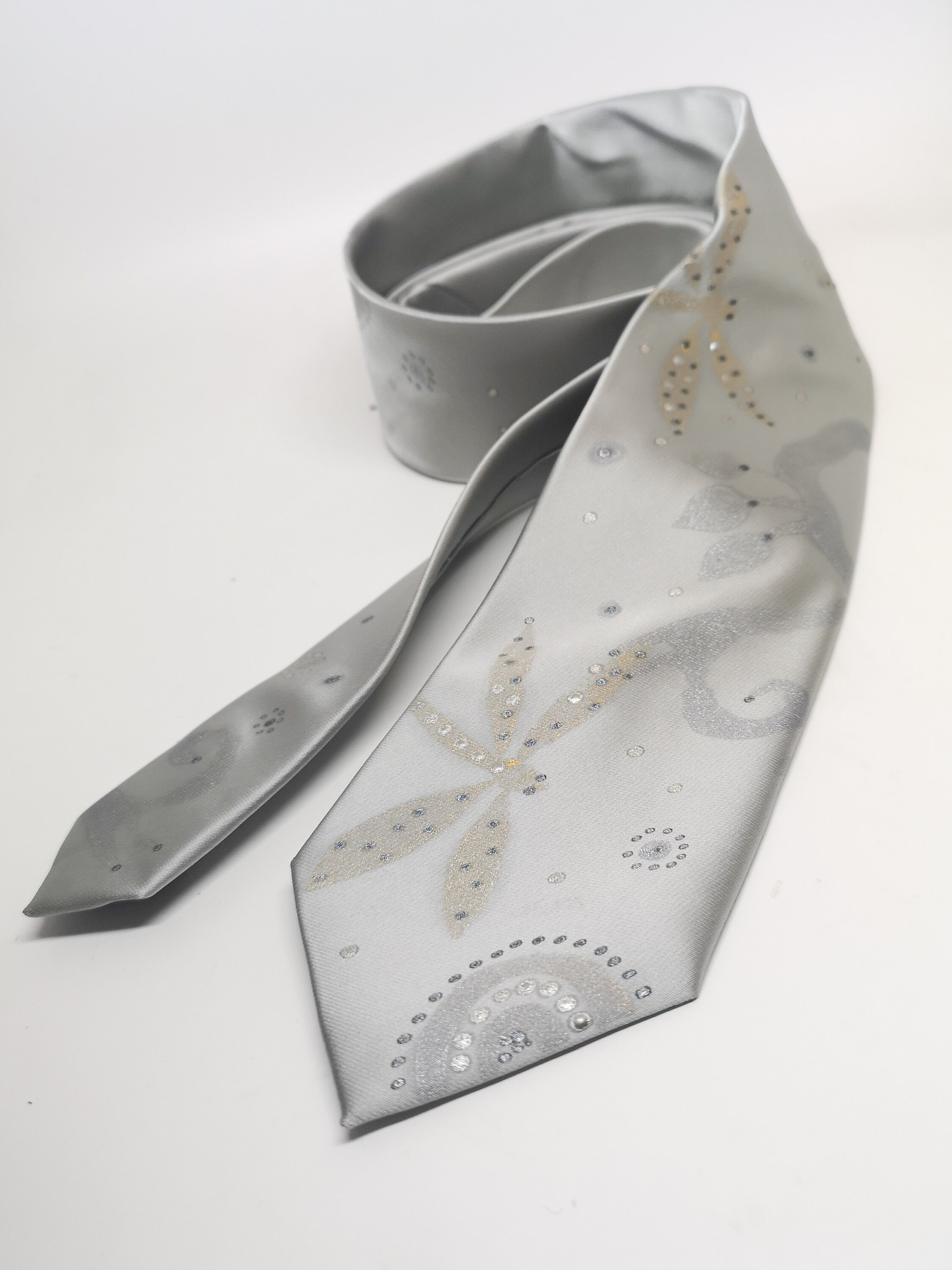 Wedding Necktie Silver Gray Men Necktie Dragonfly Necktie - Etsy