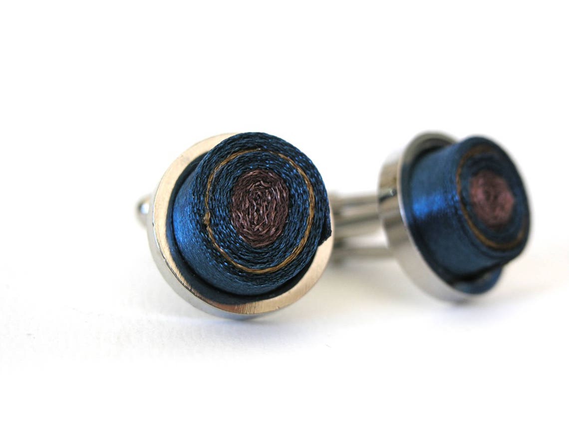 Cufflinks Unisex Textile Cuff Links Fabric Cuff Links Blue - Etsy