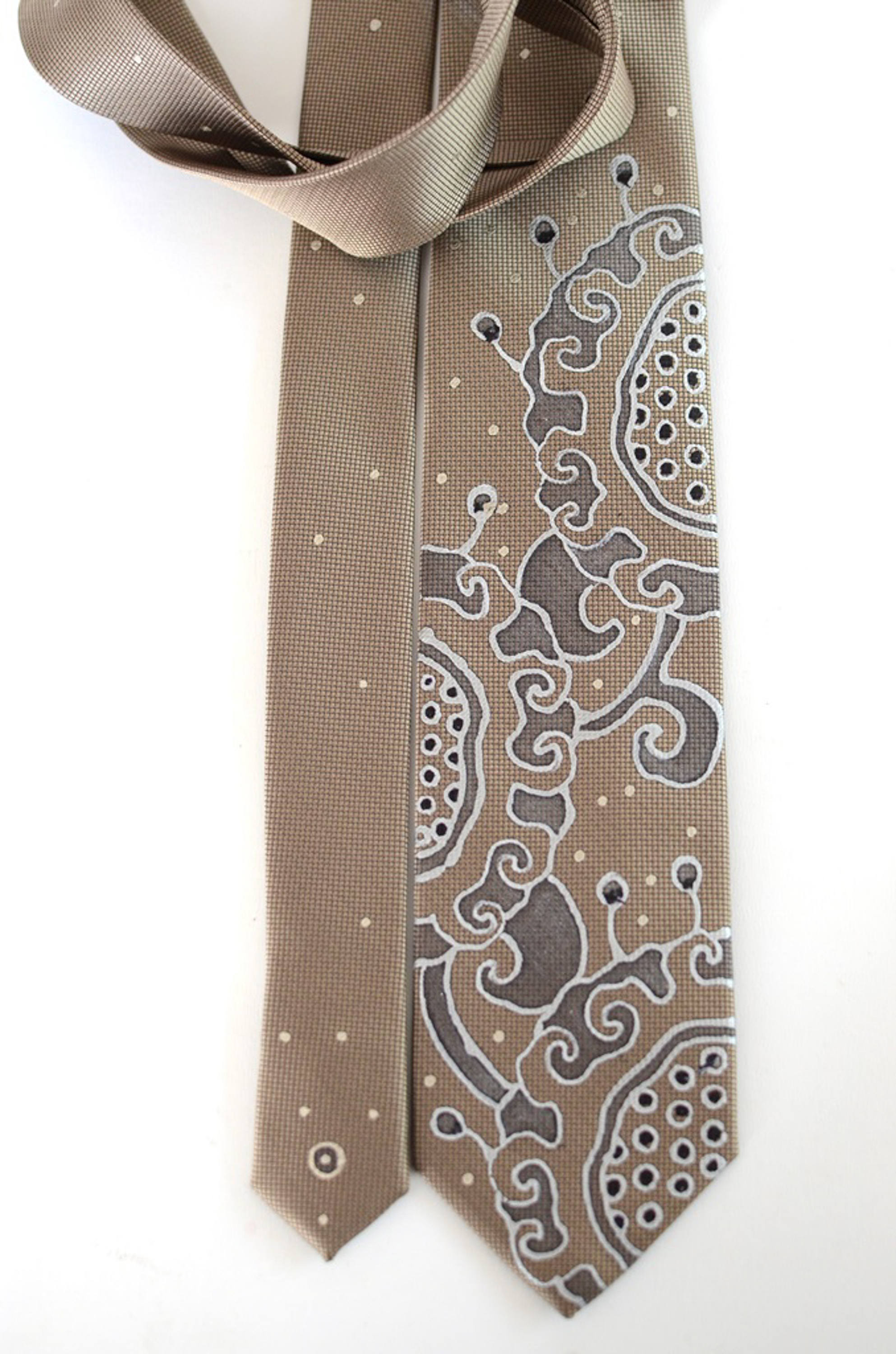 Extravagant Beige Necktie for Men, Floral Neck Tie for Men, Gift for ...